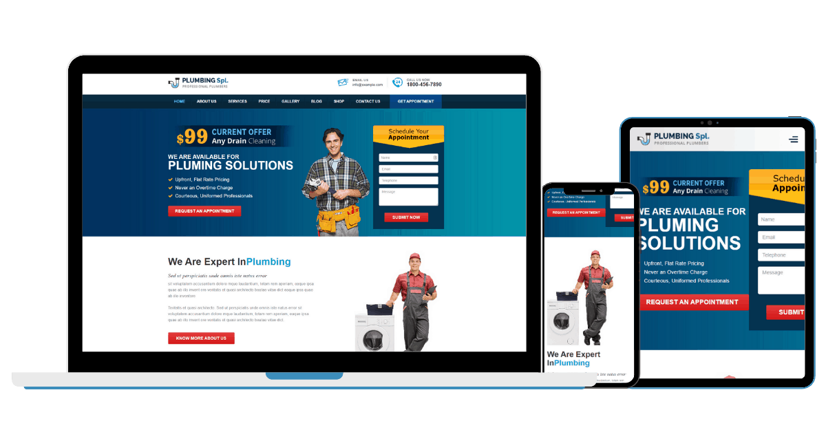 Custom Website Design For Plumbers - Online Marketing Help